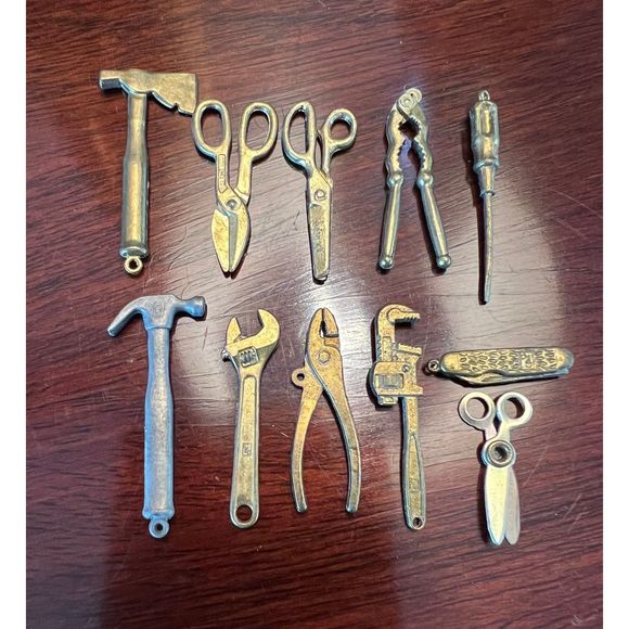 Toys | Vintage Dollhouse Brass Tool Lot Moving Working Parts 11 Tools ...